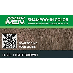 Just For Men Shampoo In Color, Hair Color for Men with Keratin and Vitamin E for Stronger Hair, Restores Natural Hair Color, Light Brown, H-25, Pack of 1