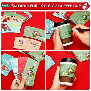 40 Pieces Christmas Coffee Cup Tea Cup Sleeves Disposable Paper Cup Sleeves with 5 Custom Xmas Designs for Christmas Hot Chocolate, Coffee, Cocoa, Tea or Cold Beverage, Fits 12 oz to 16 oz