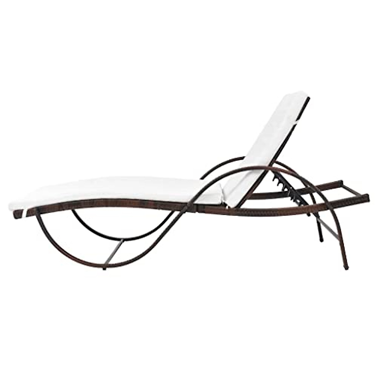 SLGSDMJ Patio Chaise Lounge,Outdoor Lounge Chair,Beach Pool Sunbathing Lawn Recliner Chiar,Outside Tanning Chairs with Arm for All Weather,Sun Lounger with Cushion & Table Poly Rattan Brown