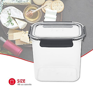 Home Basics Airtight Food Container | Powerful Air Tight Locking System | Rounded Corner | Sturdy Plastic and Silicone | Great for Liquids | Great for Lunches and Leftovers | (100 oz)