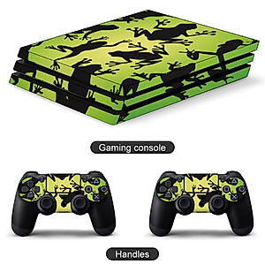 Frog Shadow Leaves Sticker for P-S4 Controller Full Protective Skin Cover Design Wrap Decal Sticker Compatible with P-S4 Print