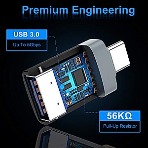 Basesailor USB C Male to USB 3.0 Female Adapter 3 Pack,Thunderbolt 3 to Type A OTG Converter for MacBook Pro,iPad Air 4 4th 5 5th Mini 6 6th Generation,Microsoft Surface Go,Samsung Galaxy S23 S21 S22