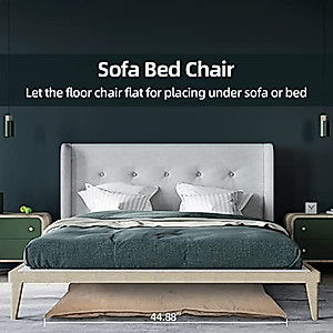 Sucrever Floor Sofa Chair with Adjustable 6-Position and 2 Pillows for Adults, Folding Lazy Sofa Sleeper Bed Couch for Reading or Gaming, Chaise Lounge Chair for Bedroom Living Room, Beige