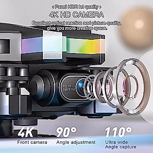 ZZKHGo Mini Drone with Dual 4K HD FPV Camera Remote Control Toys for Boys and Girls with Altitude Hold, Headless Mode, One Key Start Speed, Built-in Battery (Black(Battery*1))