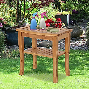 Kinsunny Outdoor Patio Garden Bench Bamboo - Spa Sauna Shower Storage Shelves Stand Organizer Wood Benches, Natural