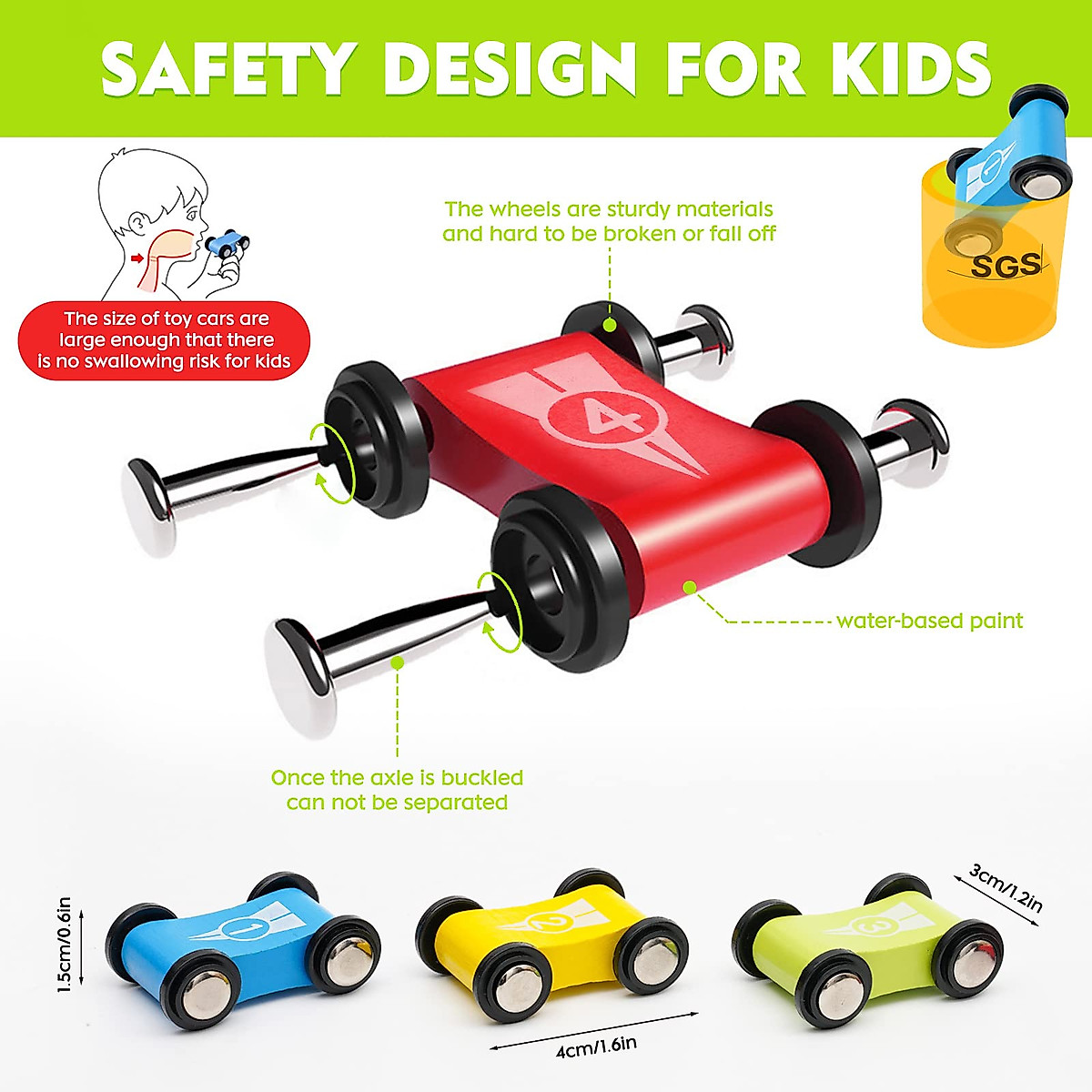 Car Ramp Toys for Toddlers | Wooden Car Track for 1 2 Year Old with 4 Cars & Race Tracks | Montessori Toys Gift for Toddlers Boys and Girls (yellow)