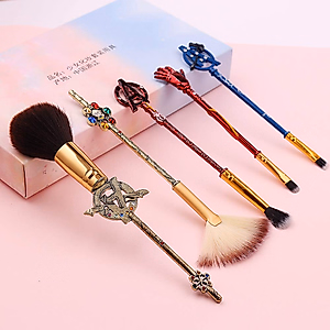 5Pcs Classical Movie Makeup Brushes - Professional Cosmetic Brushes Foundation Blending Blush Eye Shadows Face Powder Fan Brushes Kit for Fans