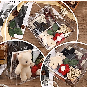 zandfelo 20 Pcs Clear Gift Bags with Handle, Clear Goodie Bags Plastic Gift Bags, Reusable Transparent PVC Gift Wrap Tote Bag for Gift Wrapping (clear, 8x10x3.2)