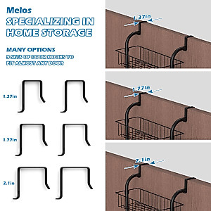 melos Over The Door Pantry Organizer Rack, 6-Tier Heavy-Duty Metal Back Of Door Shelf Organizer, Over The Door Hanging Spice Rack With 6 Full Baskets - Cans, Storage, Closet, Bathroom, Kitchen, 15in