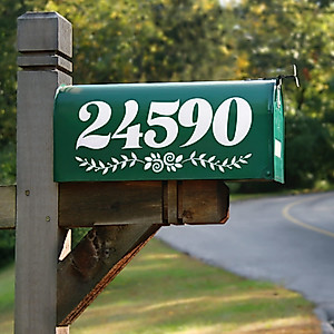 Mailbox Numbers Die Cut Decal Rustic Style Flowers House Number Address Apartment Office Stickers SignFront Door Rainproof Decal Vinyl Lettering Farmhouse Decor Double-sided Mailbox Number 4" Silver