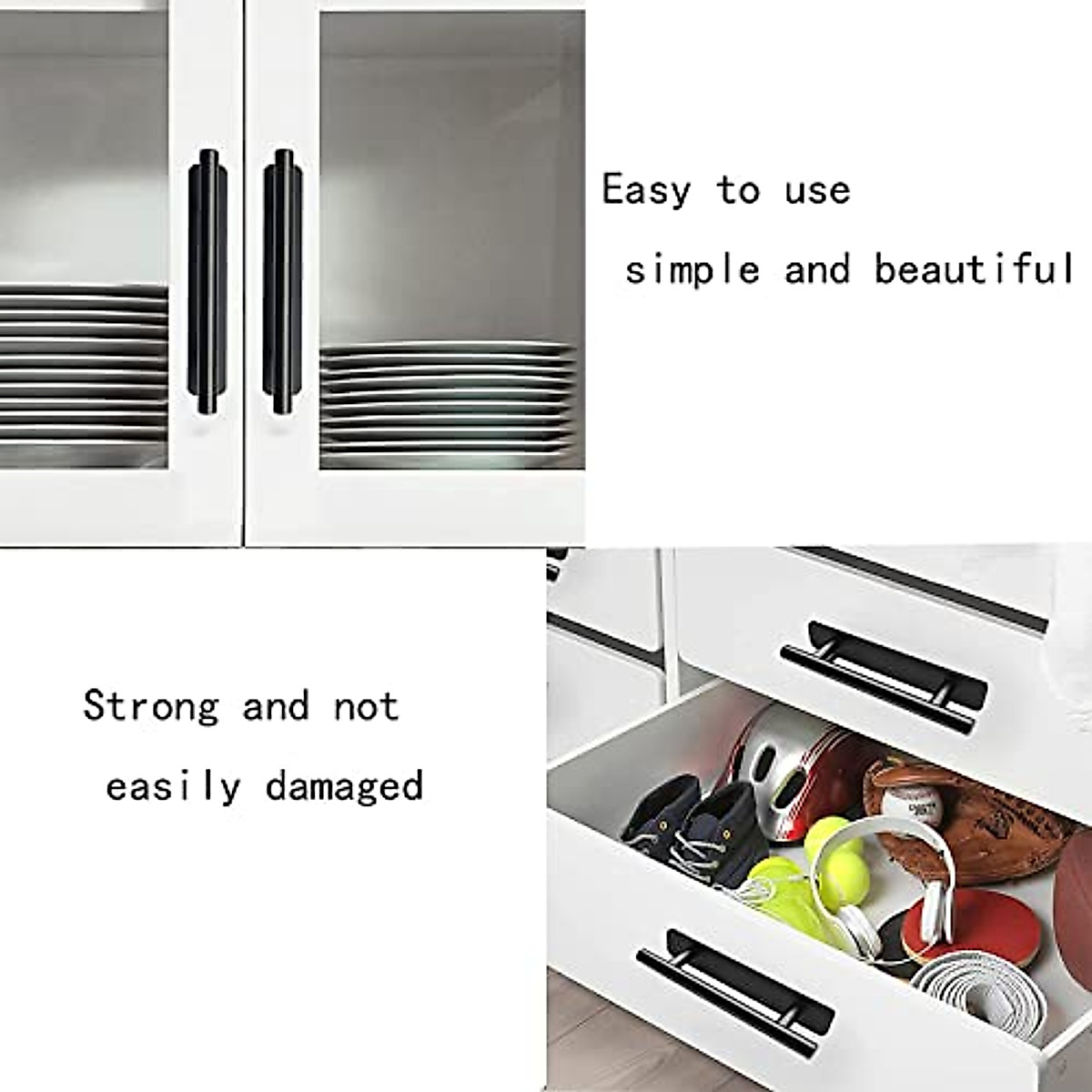 SUNLUYAO 10 Pack Cabinet Pulls Matte Black Kitchen Drawer Pulls Cabinet Handles ABS Plastic Door Window Wardrobe Handle Furniture Handles (10)