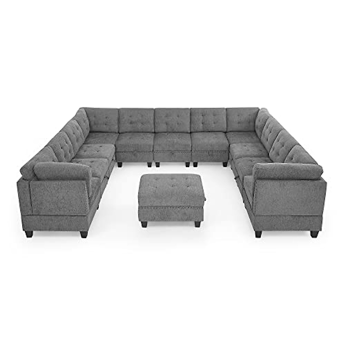 Free Combination Sectional Sofa Oversized Reversible Modular Couch U Shaped Corner Sofá Upholstered Deap Seat Sleeper Couches Bed with Storage for Living Room,7 Single Chairs,4 Corners,1 Ottoman