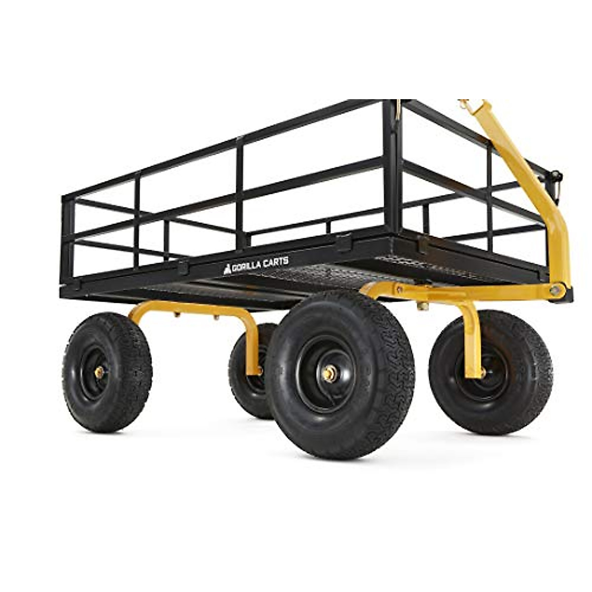 Gorilla Carts GOR1400-COM Steel Utility Cart, Heavy-Duty Convertible 2-in-1 Handle and Removable Sides, 12 cu ft, 1400 lb Capacity, Black