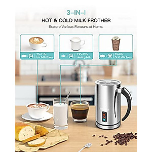 EZBASICS 236ml Stainless Steel Electric Milk Frother for Frothing and Heating Milk