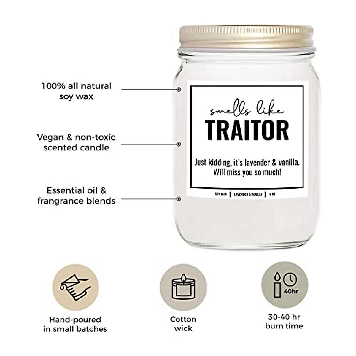 YouNique Designs New Job Candle for Women, 8 Ounces, Going Away Candle for Coworker, Coworker Leaving Candle for Women, Farewell, Goodbye, All Natural Soy Aromatherapy Candles (Lavender & Vanilla)