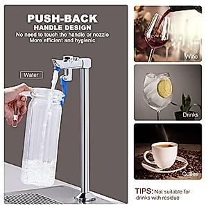 WOWOW Glass Filler Faucet, 14-Inch Water Filler Faucet Deck Mount Pedestal Glass Filling Water Station, Stainless Steel Push Cup Faucet for Bar Hotel Restaurant and Public Lounge
