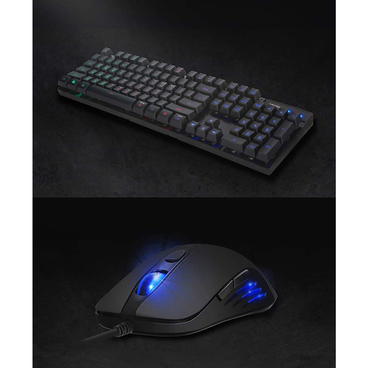 ABKO KM350 Desktop Keyboard & Mouse Gaming Combo Rainbow LED, 19 Key Anti-Ghosting, Max 3200 DPI English/Korean Type