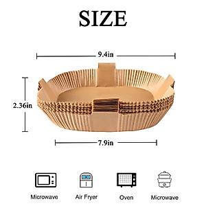 Air Fryer Disposable Paper Liner, Square Parchment Cooking Non-Stick, Baking Roasting Food Grade Paper for Air Fryer, Microwave Oven, Frying Pan, Oil-proof, Water-proof (50PCS 7.9 Inch Natural)