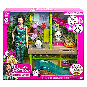 Barbie Careers Doll & Playset, Baby Panda Care and Rescue with Vet Doll, 2 Color-Change Pandas & 20+ Accessories