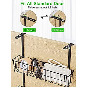 SMARTAKE Shower Caddy Over The Door, Bathroom Shelf with 10 Hooks, Fast-Draining Over Door Bathroom Organizer, Hanging Storage Rustproof for Dorm, Toilet, Bath and Kitchen (Black)