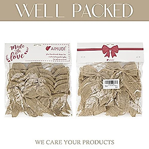 AIMUDI Natural Burlap Bows Rustic Gift Bows Christmas Wreath Bows 4 Inch Handmade Small Burlap Farmhouse Bows for Crafts Gift Wrapping Christmas Tree Wedding Home Decor Thanksgiving - 12 Counts