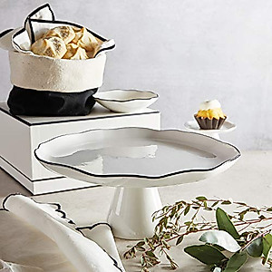Santa Barbara Design Studio Table Sugar Ceramic Pedestal Tray, 11.5" Diameter x 4", White/Black