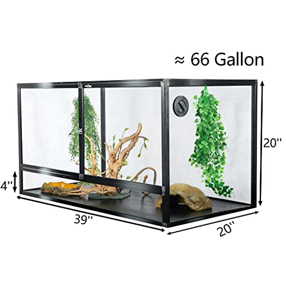 Toxirium Reptile Screen Cage 66 Gallon 39" x 20" x 20" Reptile Terrarium Habitat for Chameleon, Wide Breeding Area with Open Doors Lock