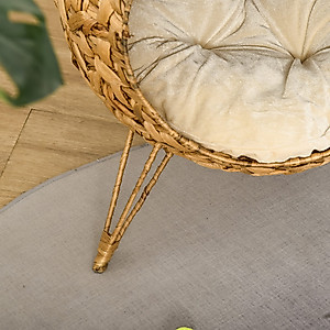 PawHut 20.7" Weaved Cat Bed, Elevated Hand-Woven Braided Banana Leaf Kitten House Condo with Cushion, Natural