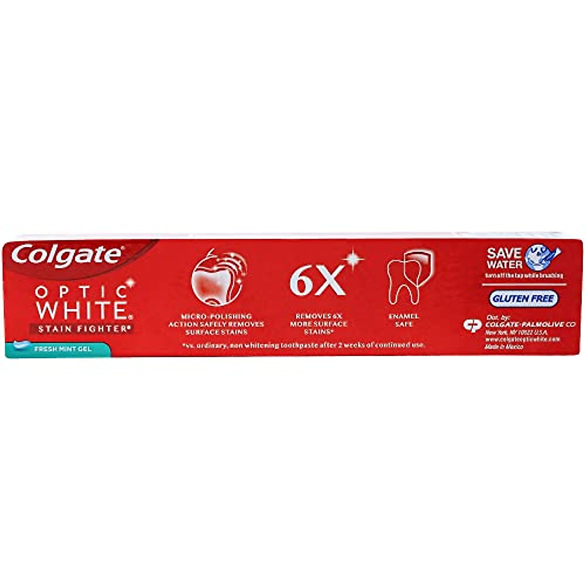 Colgate Optic White Toothpaste, Stain Fighter, Fresh Mint Gel, Travel Size 2.0 oz (56.6g) - Pack of 12
