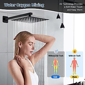 BALLEERUN Shower Faucet Kit 10-Inch Matte Black Showerhead and Handle Kit Bathroom Luxury Shower Faucet with Square Rain Showerhead and High-Pressure Handheld Sprayer Shower Valve and Trim Kit