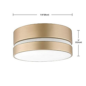 Globe Electric 60754 2-Light Flush Mount Ceiling Light, Soft Gold, Inner Frosted Shade, Ceiling Light Fixture, Light Fixtures Ceiling Mount, Bedroom Lights for Ceiling, Dining Light Fixture