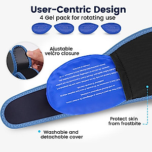 NEWGO Face Ice Pack Wisdom Teeth Ice Pack Head Wrap for Face Oral Surgery Pain Relief, Jaw Ice Pack with 4 Hot Cold Gel Packs for Tooth Extraction, TMJ, Chin, Jaw, Facial Surgery - Gray