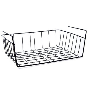 RoomForLife - 2 Pack Under Shelf Organization Baskets - Color Black - Slips on any Shelf/Cabinet - Kitchen Closet Laundry More
