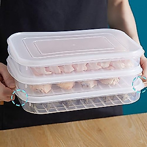 Tofficu 2Pcs Plastic Refrigerator Food Storage Containers, Stackable Refrigerator Organizer Bins with Lids, Fridge Organizers And Storage Containers for Meat, Fruits, Vegetable, Drinks