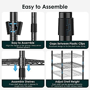 Memobarco Clothing-Rack, Heavy Duty Rolling Clothes-Rack, 4 Tiers Wire Shelving Garment Rack with 3 Hanging Rods & 2 Storage Drawers, Freestanding Portable Closet Wardrobe Clothes Organizer, Black