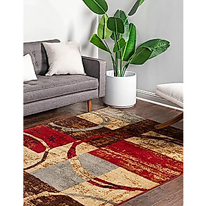 Unique Loom Barista Collection Area Rug - Kouillou (9' x 12' Rectangle, Multi/ Brown)