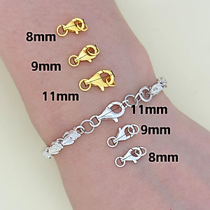 925 Sterling Silver Lobster Claw Clasp with Closed Jump Rings,Necklace Clasps and Closures Suitable for Jewelry Making Necklaces Bracelet Made in Italy