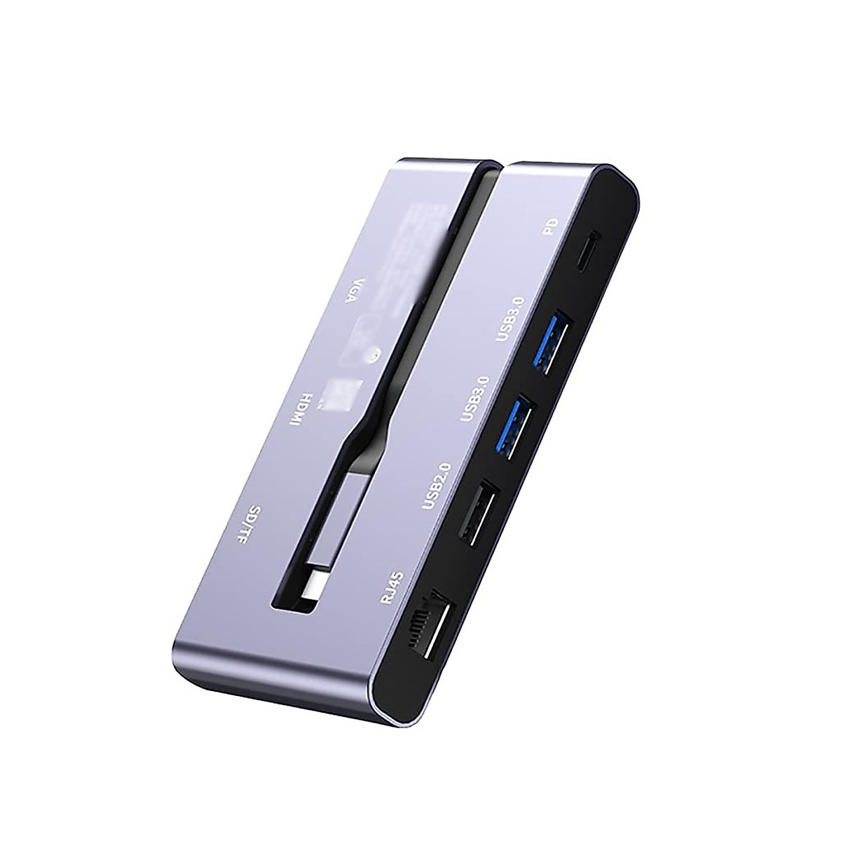 Port Expander USB C Hub 9 in 1 Type C Adapter with Hidden Cable Dock Station (HDMI/VGA/Ethernet/2 USB 3.0/USB 2.0/SD and TF Slots/PD 100W) USB Splitter