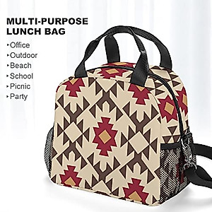Tribal Southwestern Printed Lunch Box Tote Bag with Handles and Shoulder Strap for Men Women Work Picnic
