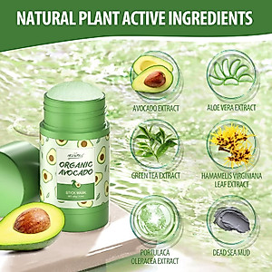 Clay Stick Mask Avocado Dead sea Mud Mask Natural Green Tea Purifying Clay Stick Mask Deep Cleansing Blackhead Remover Clay Mask Nourishing Hydration Facial Mask With Blackhead Remover Extractor Tools
