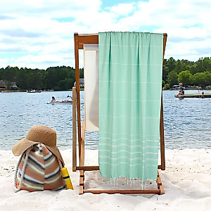 HILLFAIR 100% Cotton Turkish Beach Towels- Hammam Turkish Towel- 39 x 72 XXL Oversized Beach Towels for Adults- Light Sand Free Beach Bath Towels- Clearance Gifts Beach Accessories-Set of 4-MINT
