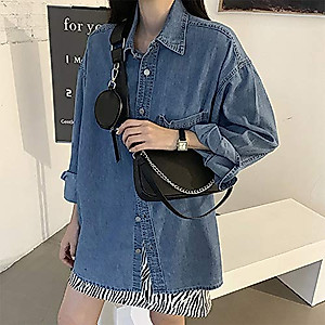 AMHDV Women Multipurpose Crossbody Bags Small Shoulder Bag Fashion 3 in 1 Zip Handbags with Coin Purse (01-black)