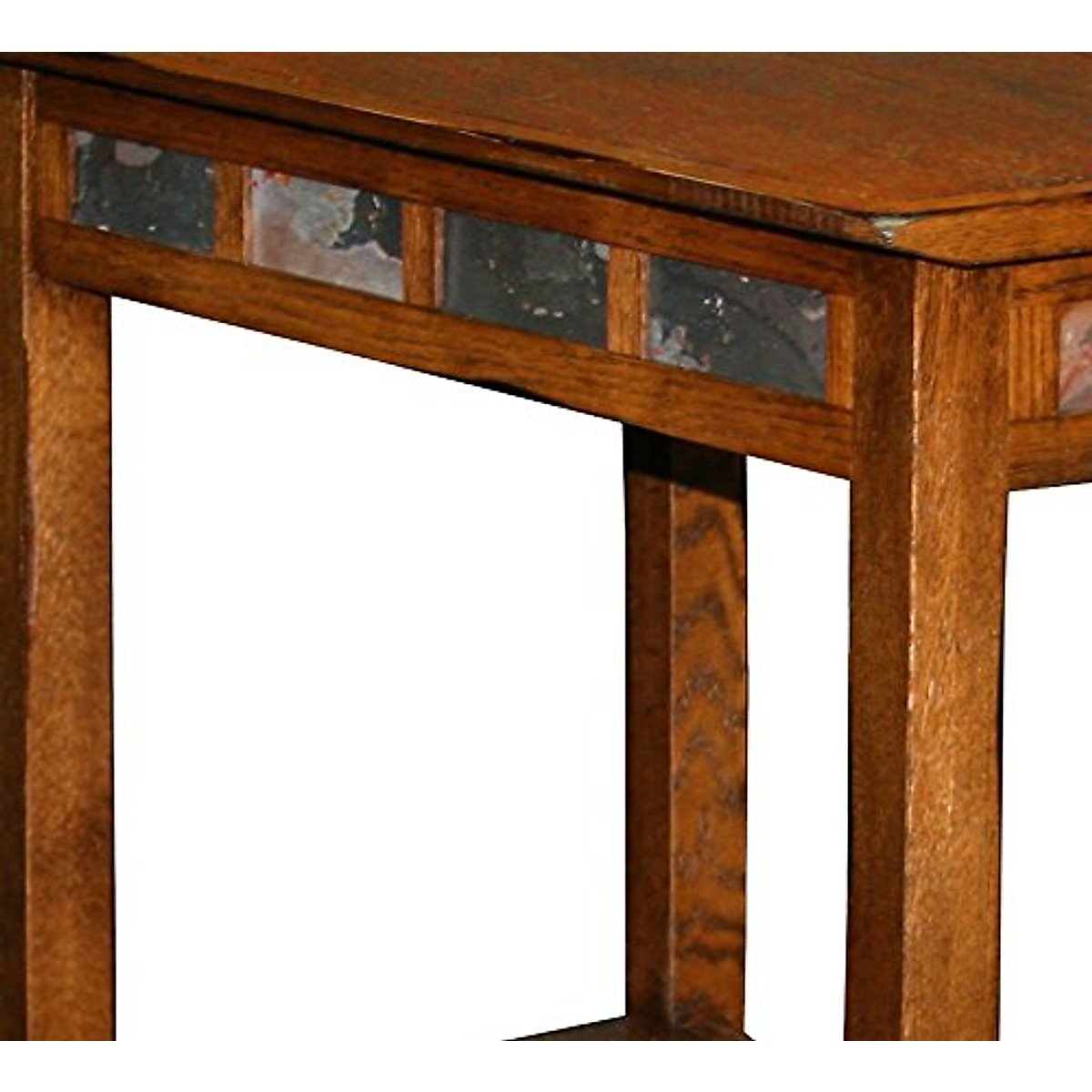 Leick Rustic Oak Slate Tile Recliner Wedge End Table