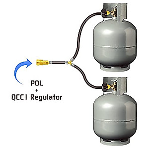 MOFLAME Y-Splitter Propane Tank Converter Adapter Hose,Conversion 5lb-100lb Lp 2 Way Tanks Hook Up to Camping Grill Stove, Firepit,Fireplace and Propane Appliance-POL Male Valve to POL/QCC1 Regulator