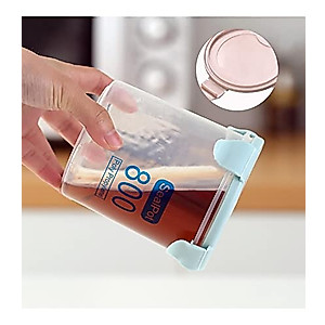 NC Food Sealed can Kitchen Spice nut Food can Refrigerator Moisture-Proof Storage Box Grain Storage Tank Graduated 800ml Pink