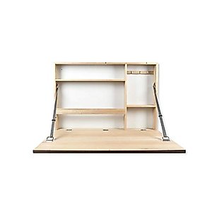 PRINZ Work from Home Wall-Mounted 36' X 24' Folding Murphy Desk with Chalkboard, 36' X 24' X 5', Light Brown