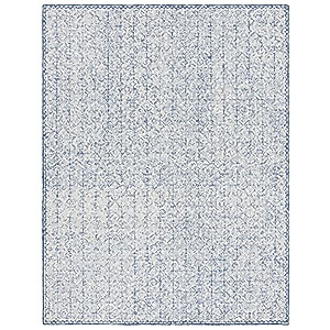 SAFAVIEH Micro-Loop Collection 9' x 12' Navy/Ivory MLP526N Handmade Premium Wool Area Rug