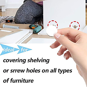 162 Pcs Plastic Screw Hole Covers Stickers Self-Adhesive Screw Hole Stickers for Wood Furniture Cabinet Shelve Plate White