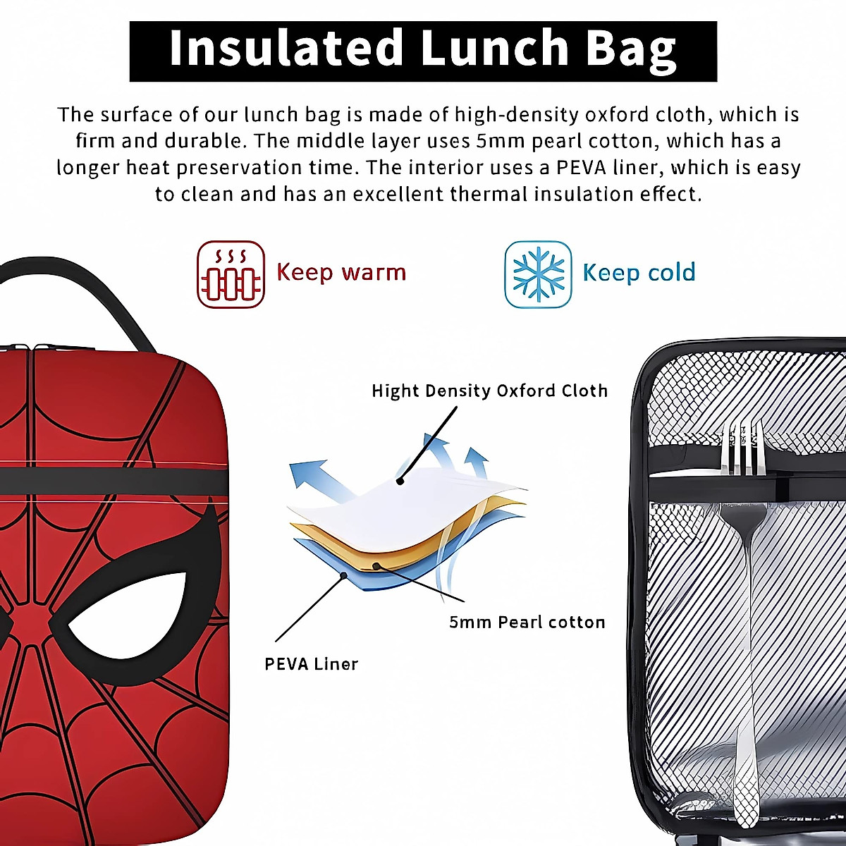 nxedlry Cartoon Lunchbag Portable Lunch Box For Boys Girls, Reusable Thickened Thermal Insulation Lunch Bag Tote Cooler Lunch Bag