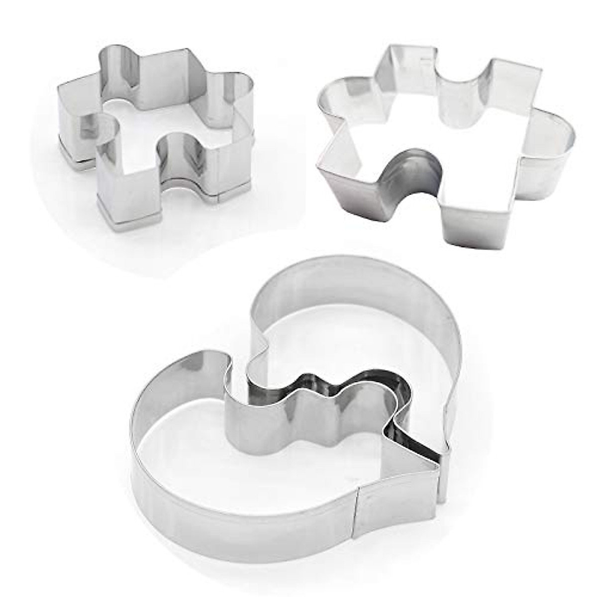 LOVE Heart Puzzle Shaped Cookie Set of 4 pcs, Stainless Steel Valentine’s Day Jigsaw Puzzle DIY Fondant Cutters
